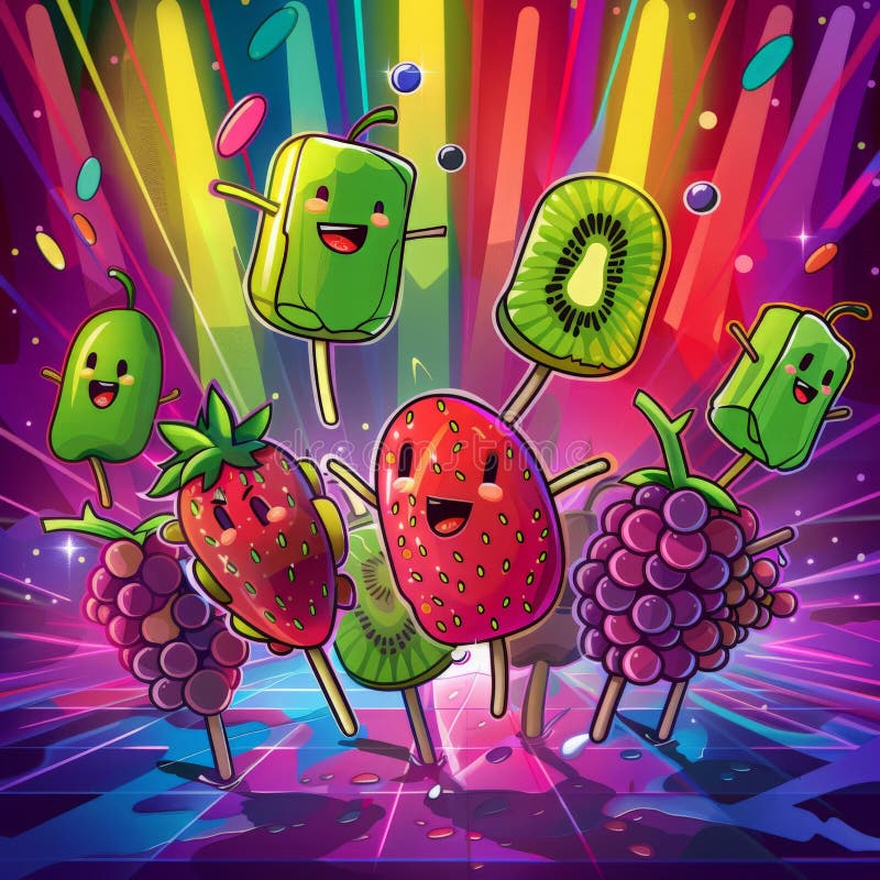 Whimsical Collection of Colorful Fruit Popsicles Stock Photo - Image of ...