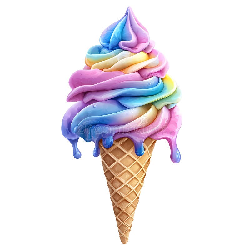 Whimsical Colorful Ice Cream Cone Melting Delight Stock Illustration ... Whimsical Colorful Ice Cream Cone Melting Delight Stock Illustration ...