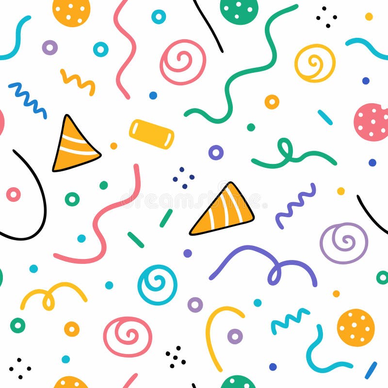 Whimsical, Colorful, and Playful Repeating Pattern of Abstract Shapes ...
