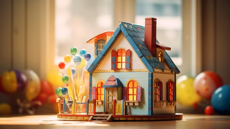 Whimsical and Colorful Toy House Model with a Playful Design Stock ...