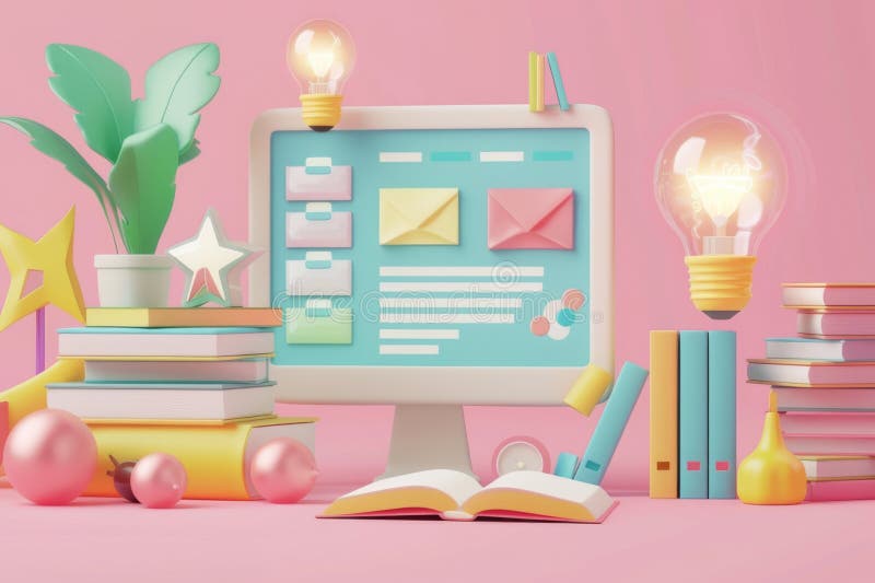 A Whimsical and Colorful Workspace Setup with a Creative Twist ...