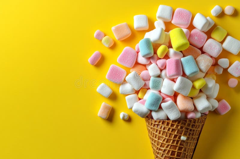 A Whimsical Cone Spills Over with an Array of Colorful Marshmallows and ...
