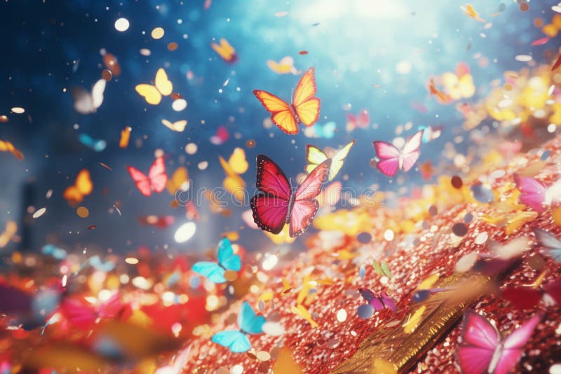 Whimsical Confetti Explosion with Confetti Stock Illustration ...