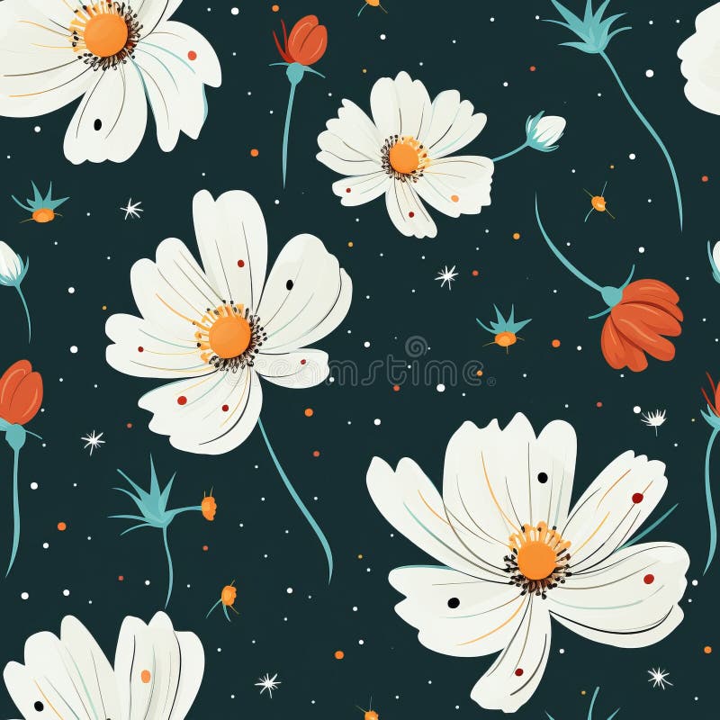Whimsical Cosmos Vector Pattern Dark, Dreamy, and Lively Illustrations ...