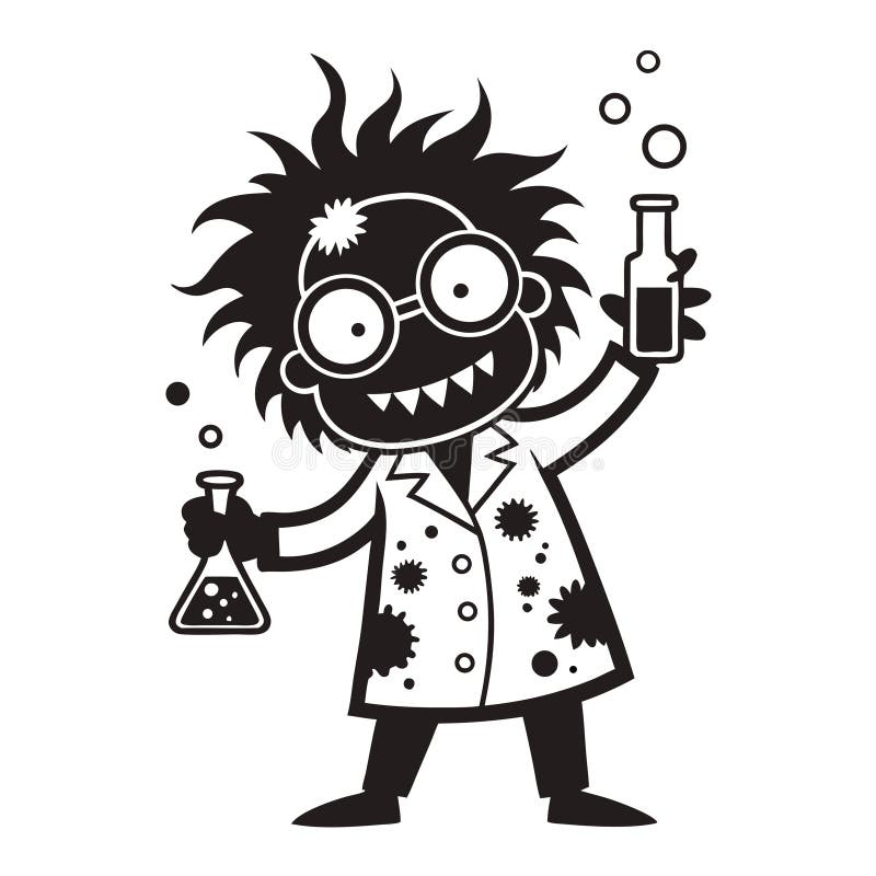 Whimsical Crazy Scientist Character with Test Tubes and Bubbles for Fun ...