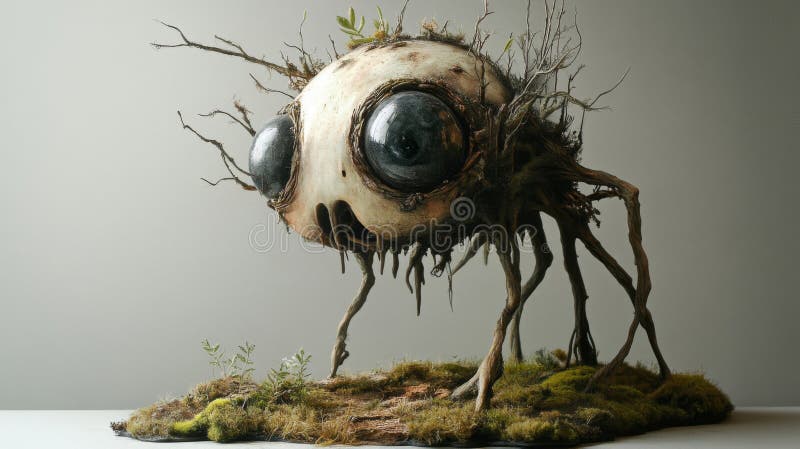 Whimsical Creature Digital Art: a Cute Monster with Organic Branches ...