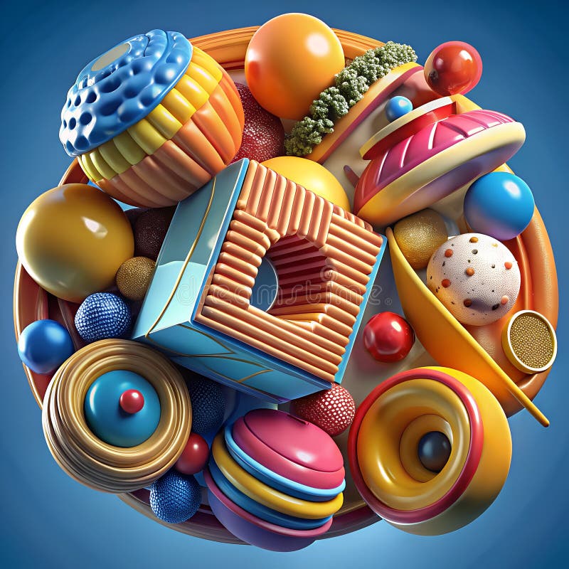 Whimsical 3D Pop Art: Vibrant Shapes and Playful Forms, a Cluster of ...