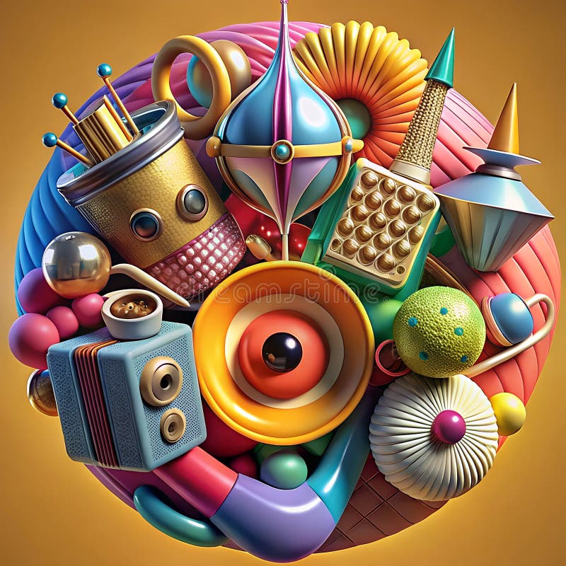 Whimsical 3D Pop Art: Vibrant Shapes and Playful Forms, a Cluster of ...