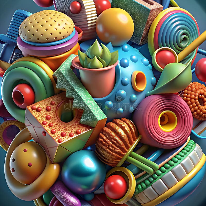Whimsical 3D Pop Art: Vibrant Shapes and Playful Forms, a Cluster of ...