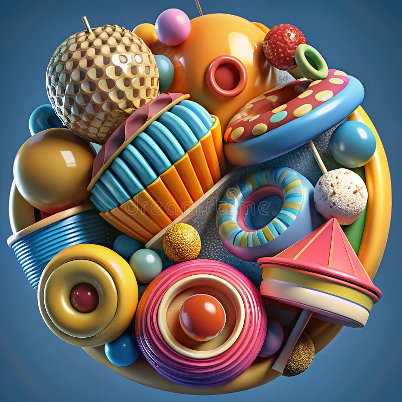 Whimsical 3D Pop Art: Vibrant Shapes and Playful Forms, a Cluster of ...