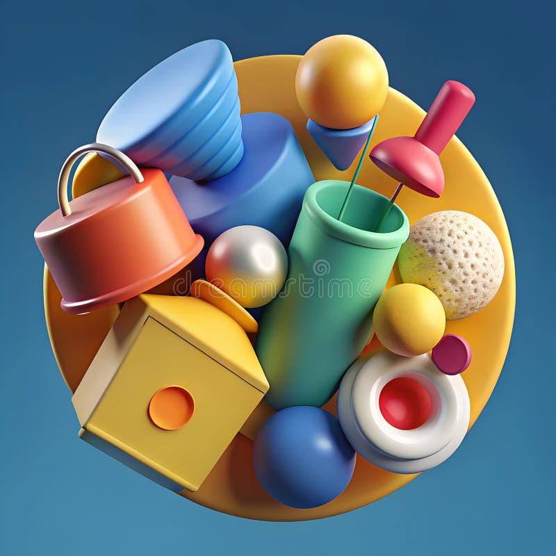 Whimsical 3D Pop Art: Vibrant Shapes and Playful Forms, a Cluster of ...
