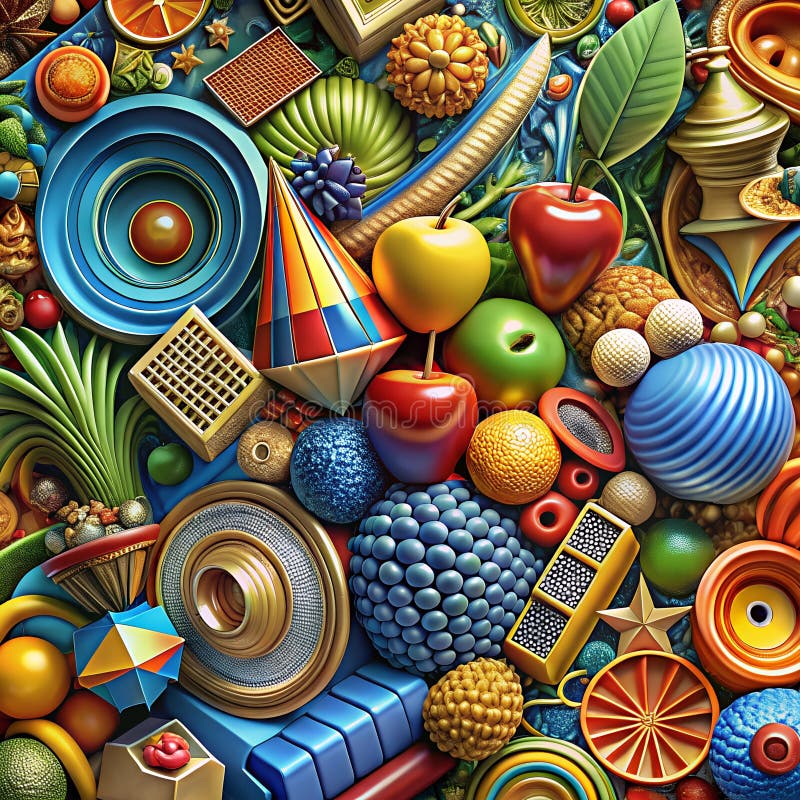 Whimsical 3D Pop Art: Vibrant Shapes and Playful Forms, a Cluster of ...