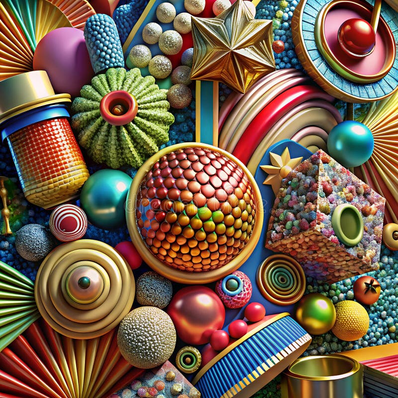 Whimsical 3D Pop Art: Vibrant Shapes and Playful Forms, a Cluster of ...