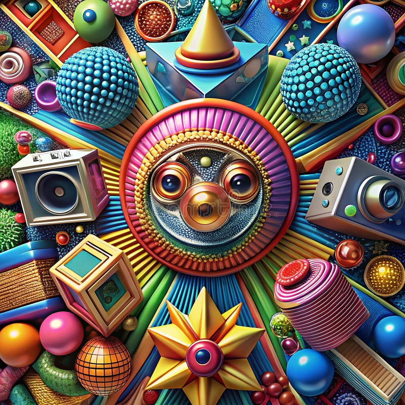 Whimsical 3D Pop Art: Vibrant Shapes and Playful Forms, a Cluster of ...