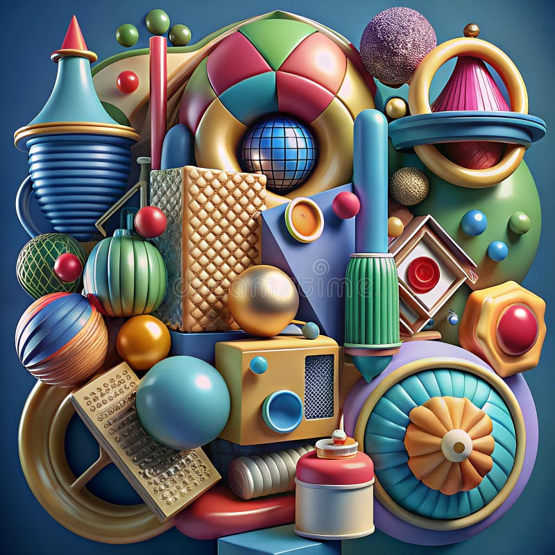 Whimsical 3D Pop Art: Vibrant Shapes and Playful Forms, a Cluster of ...