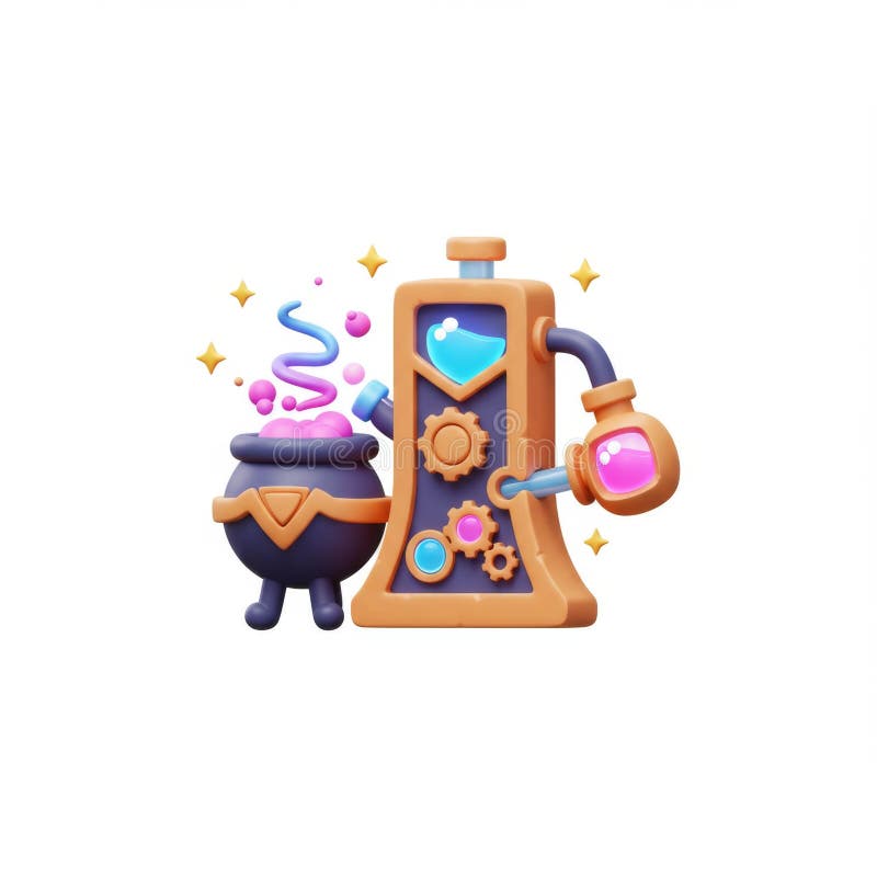 Whimsical 3D Render of Steampunk Alchemy Potion Stock Illustration ...