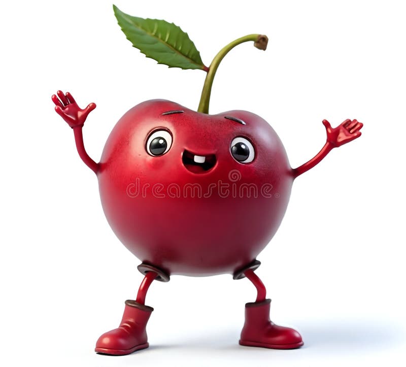 A Whimsical 3D Rendering of a Red Cherub with Anthropomorphic Features ...