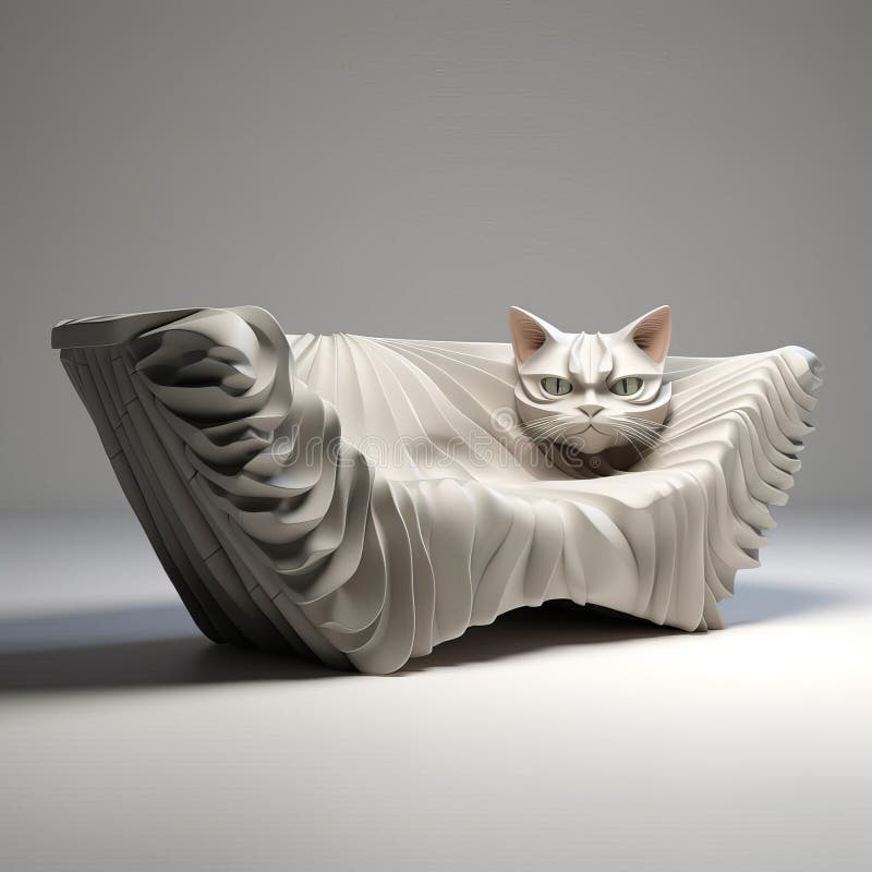 Whimsical 3d Sofa Inspired by a Curious Cat Design Stock Illustration ...