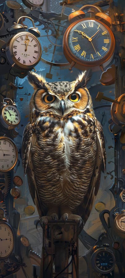 A Whimsical Depiction of an Owl Meditating on the Concept of Time ...