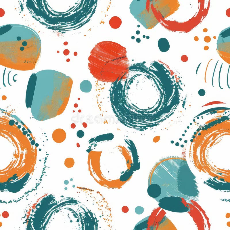 Whimsical Design Featuring Playful Patterns of Orange, Teal, and Red ...