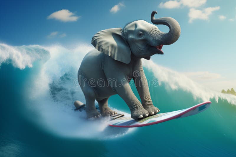 A Whimsical Digital Artwork Depicting a Large Elephant Balancing on a ...