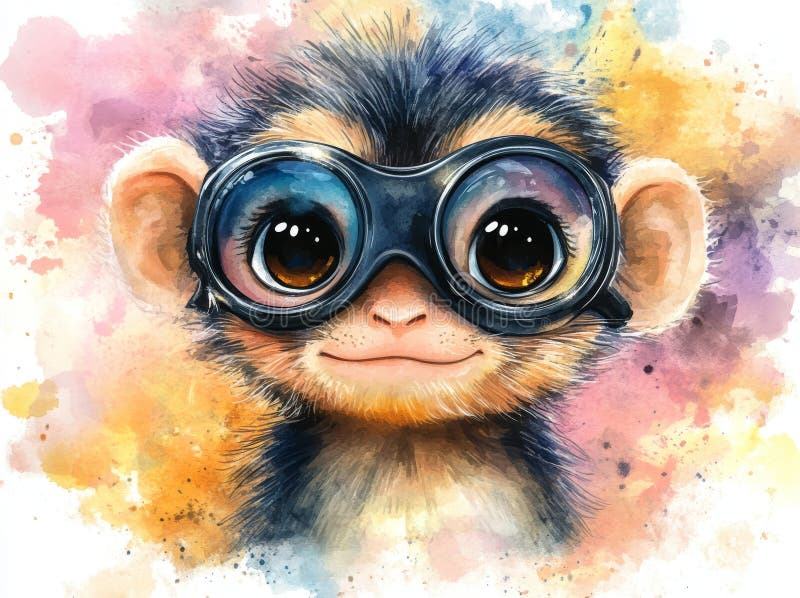 A Whimsical Digital Artwork Featuring a Pilot Monkey in Goggles that is ...