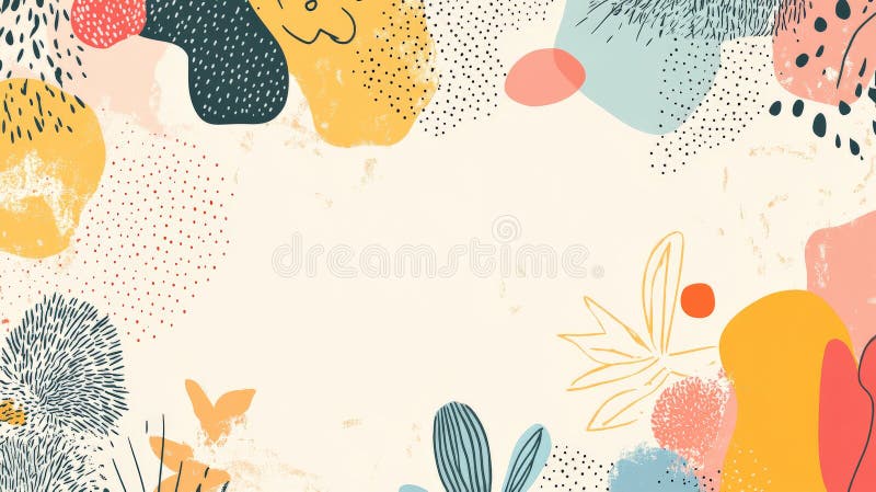 A Whimsical Doodle Art Header with a Variety of Shapes and Textures ...