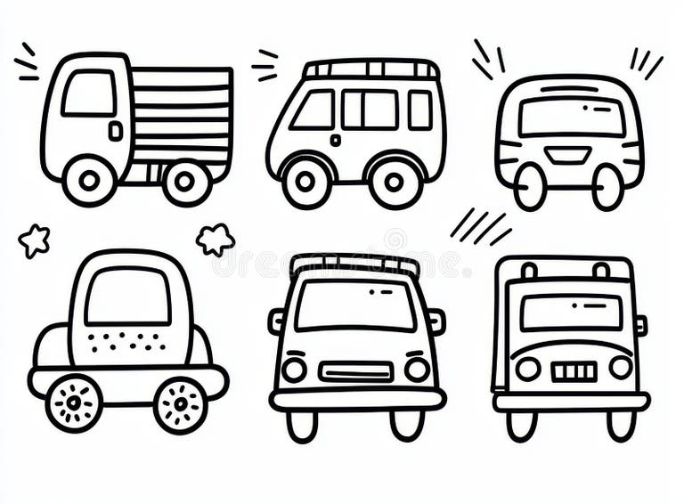 Whimsical Doodle of a Car in a Scribble Style. Stock Image - Image of ...