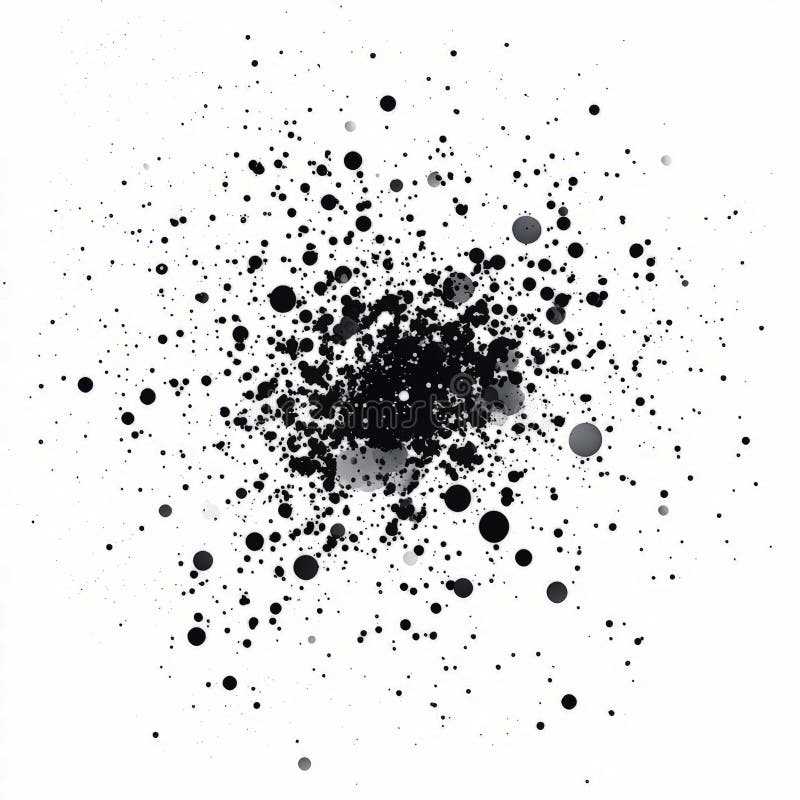 Whimsical Dots in Black Ink, Texture, Isolated on White Stock ...