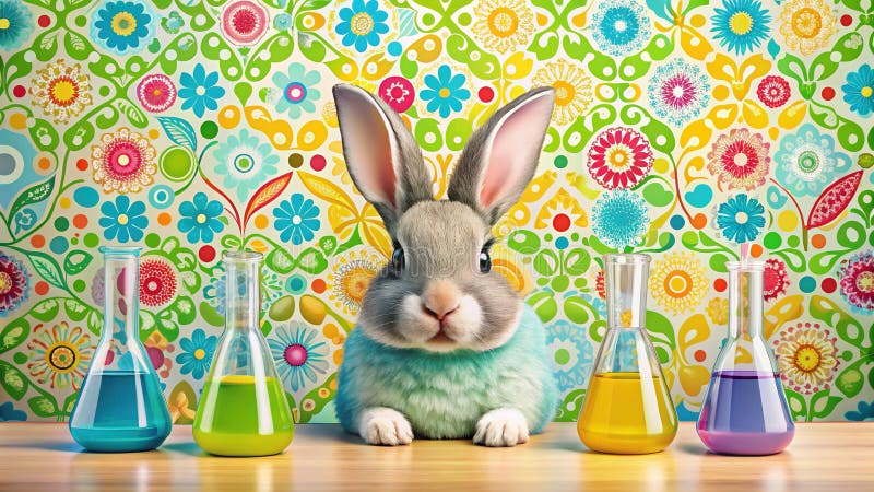 Whimsical Easter Bunny Science Lab Backdrop a Surreal and Colorful ...