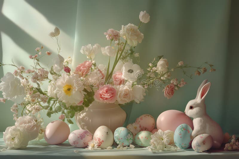 Whimsical Easter Celebration Scene Stock Illustration - Illustration of ...