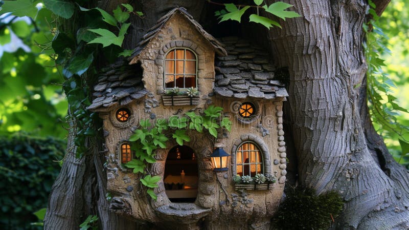 A Whimsical Fairy House Nestled in the Branches of an Ancient Tree ...