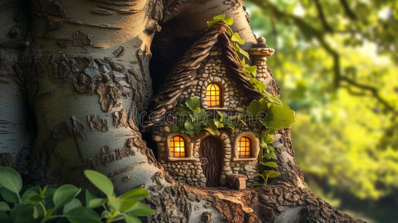 A Whimsical Fairy House Nestled in the Branches of an Ancient Tree ...