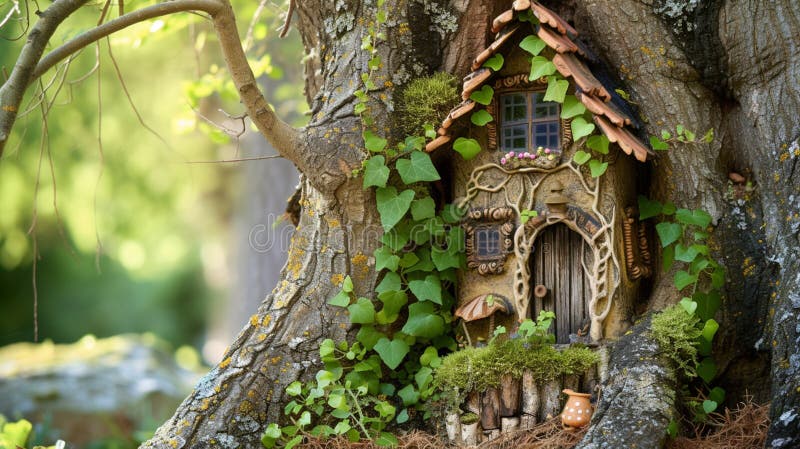 A Whimsical Fairy House Nestled in the Branches of an Ancient Tree ...