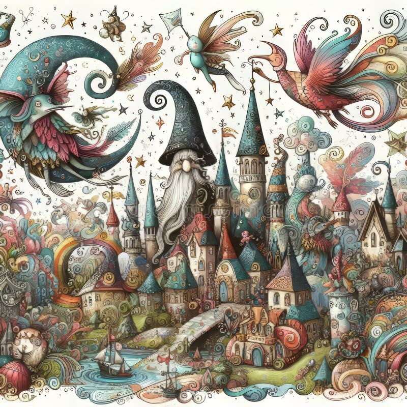 Whimsical Fantasy Playful and Magical Illustrations Full of Imag Stock ...