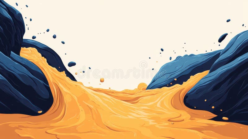 A Whimsical Flat Design of an Enchanted River, Featuring Liquid Gold ...