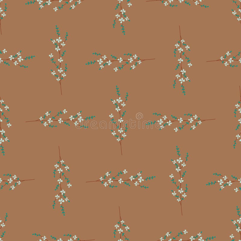 Vector Repeat Seamless Pattern with Small Flowers and Leaves. Stock ...