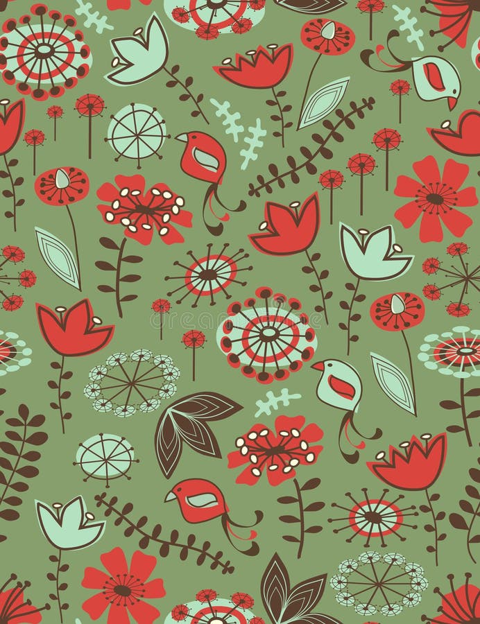 Whimsical Floral Seamless Pattern Stock Vector - Illustration of bright ...