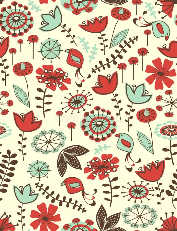 Whimsical Floral Seamless Pattern Stock Vector - Illustration of beauty ...