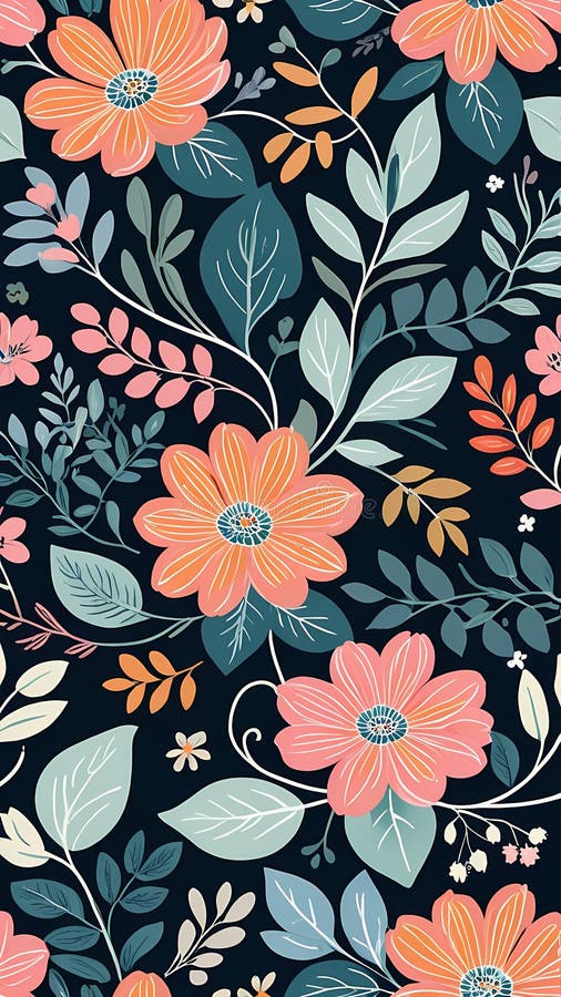 Whimsical Floral Seamless Pattern, for Textile and Wallpaper, with ...
