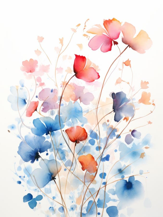 Whimsical Flowers Dancing in the Wind AI Generated Stock Illustration ...