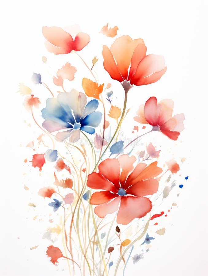 Whimsical Flowers Dancing in the Wind AI Generated Stock Illustration ...