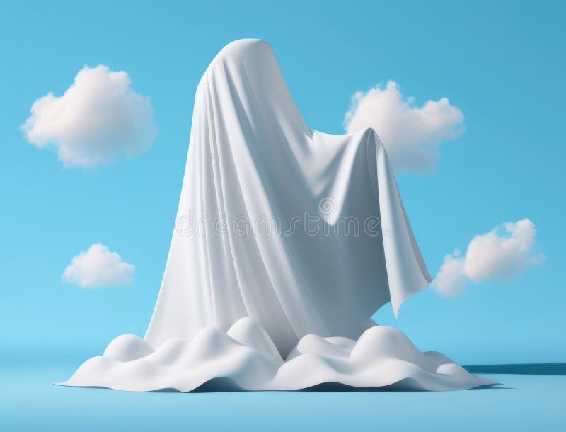 Whimsical Flying Cloth in the Sky. Podium, Empty Showcase for Packaging ...