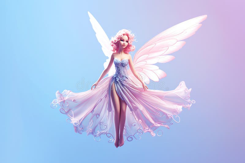 Whimsical Flying Fairy Princess, AI Generated Stock Illustration ...