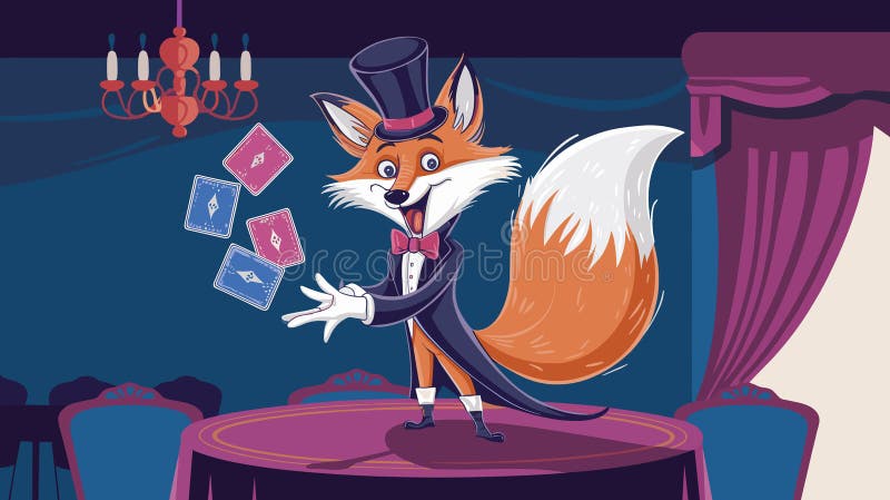 Whimsical Fox Performing Magic Trick in Top Hat and Tails. Stock Vector ...