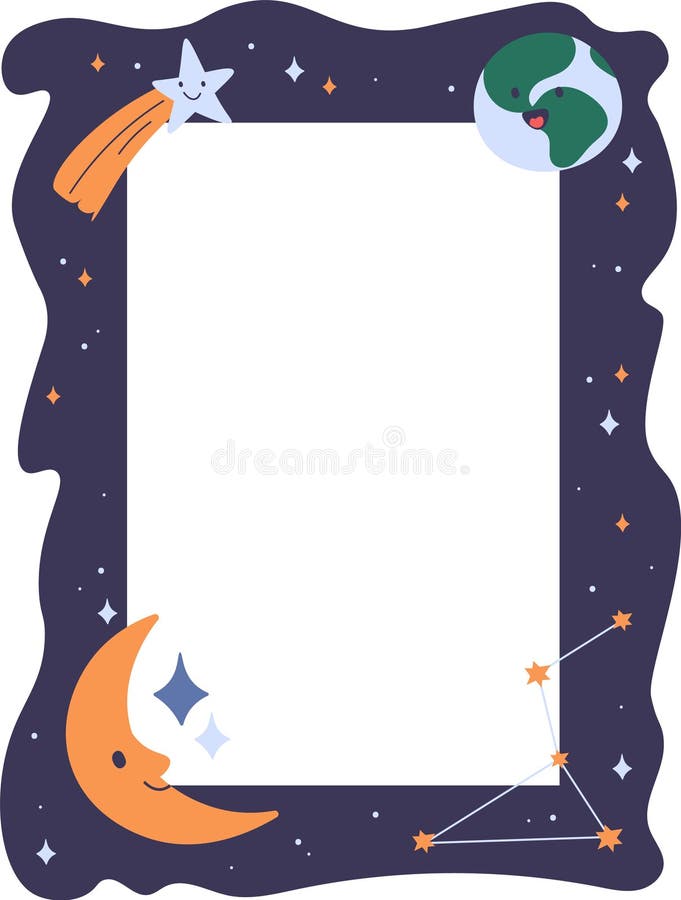 Space-Themed Decorative Frame Stock Vector - Illustration of fantasy ...