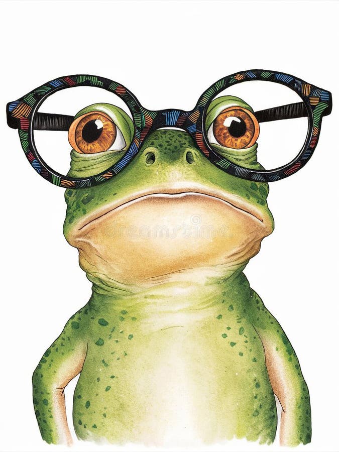 Whimsical Frog with Colorful Glasses. Stock Illustration - Illustration ...