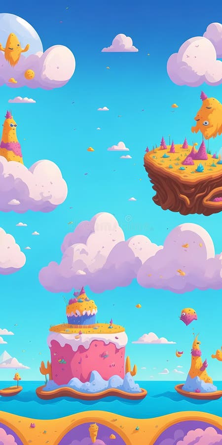 A Whimsical Game UI with a Bright and Cheerful Background Stock ...