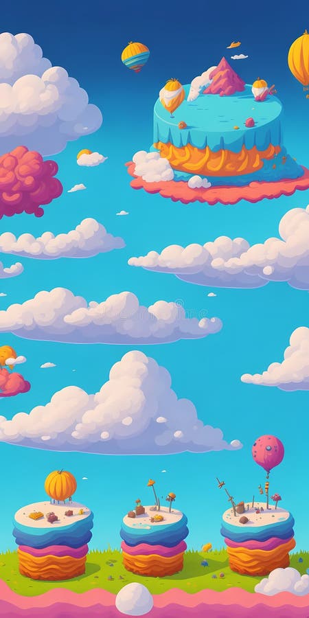 A Whimsical Game UI with a Bright and Cheerful Background Stock ...