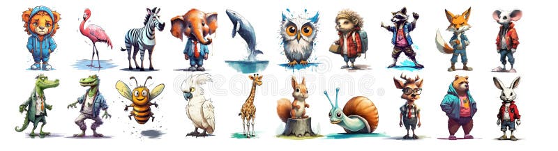Whimsical Gathering of Anthropomorphic Animals: a Vibrant Vector ...